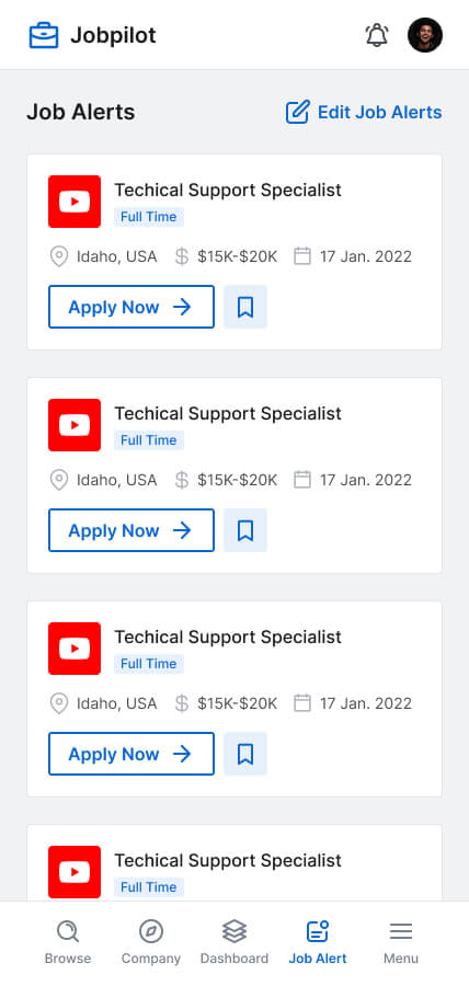 Jobpilot - Candidate Mobile App by lomeyolabs | CodeCanyon